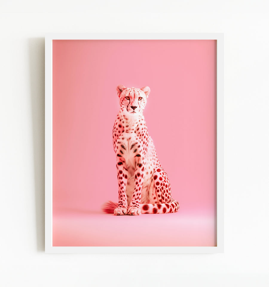 Portrait of a Pink Cheetah Wall Art Print - The Crown Prints