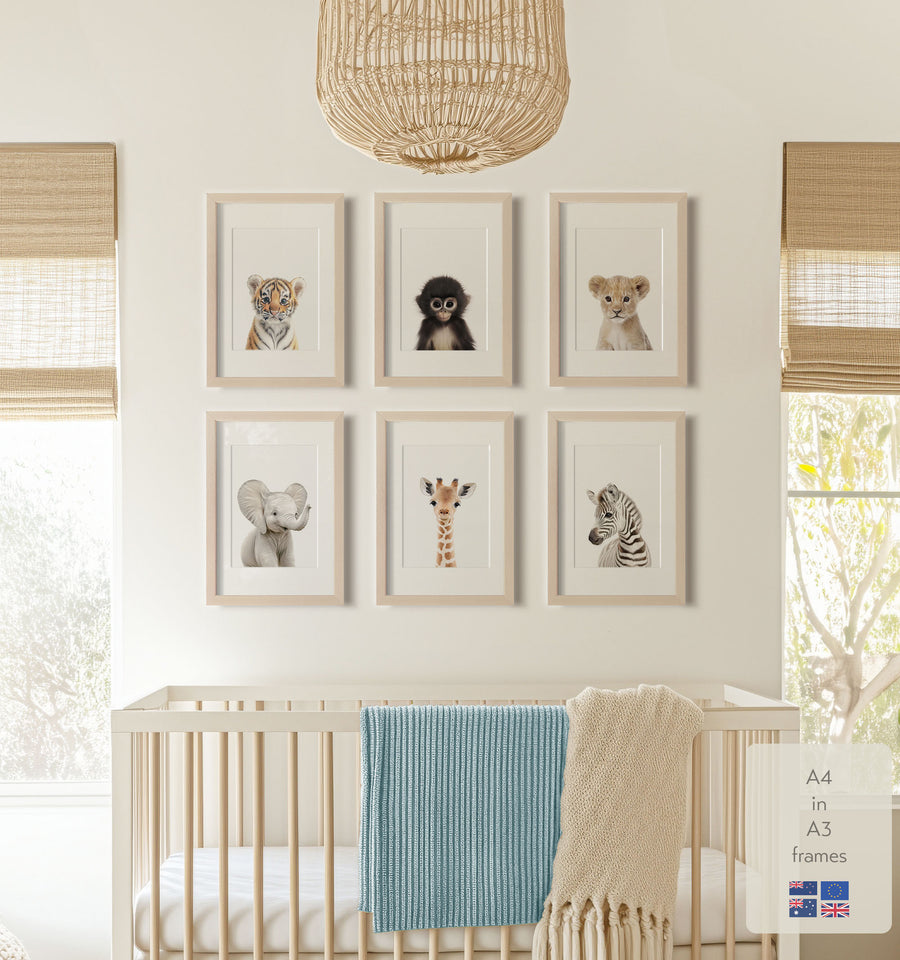 Baby Jungle & Safari Animals Set of 6 Nursery Decor Prints – Safari ...