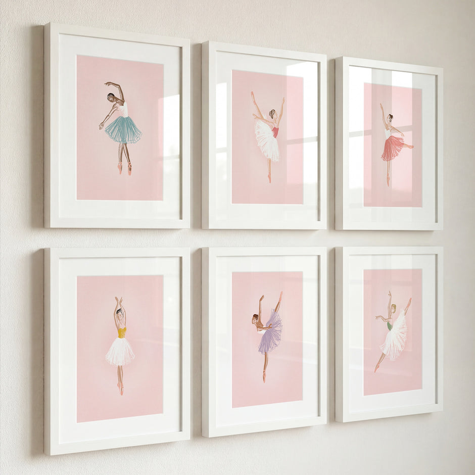 Ballerina Art Prints – Girls Room Dancer Wall Decor – The Crown Prints
